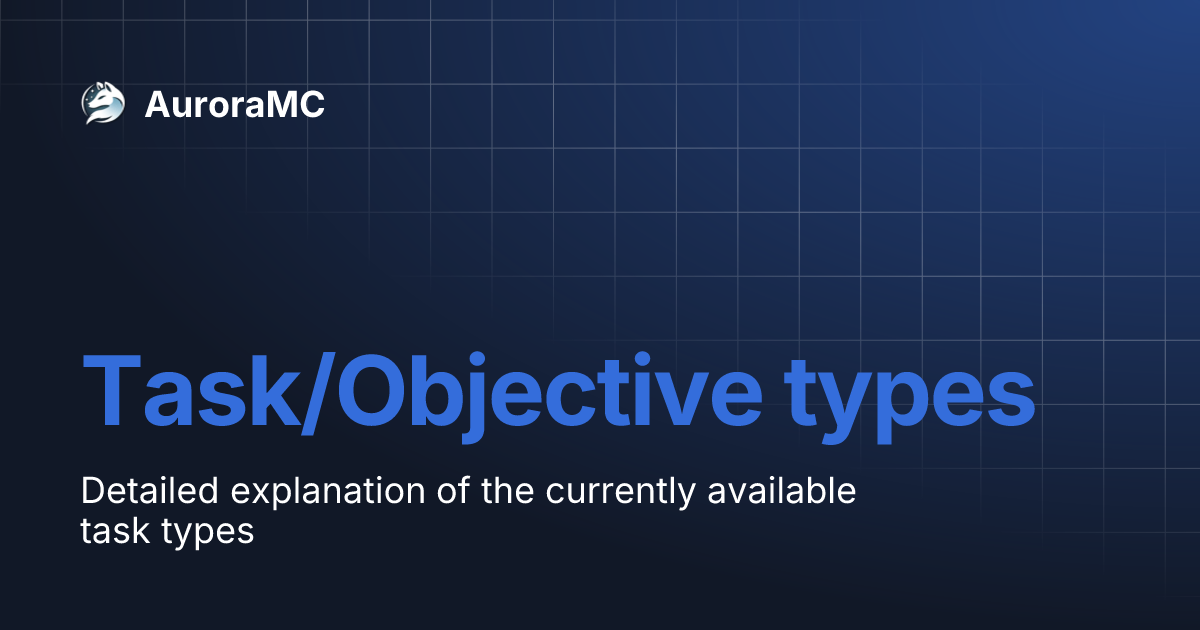 Task/Objective types | AuroraQuests | AuroraMC